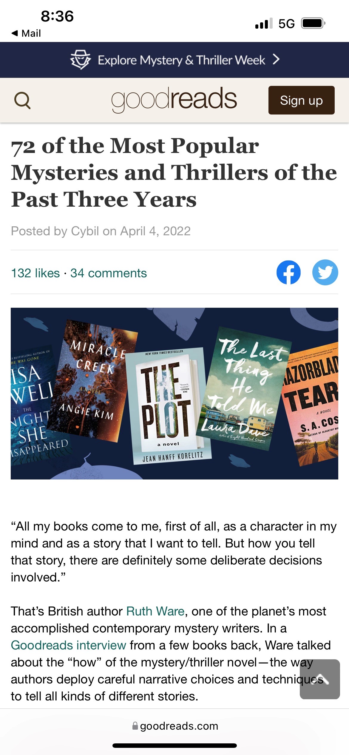 Goodreads: Every Last Fear One of 72 Most Popular Thrillers in Past ...